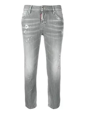 Dsquared2 Stonewashed Skinny Crop Jeans - Grey