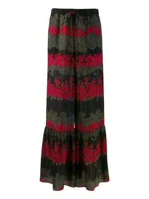 Red Valentino Floral Flared Trousers - Black