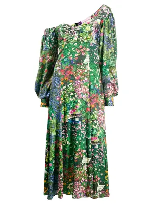 Natasha Zinko Floral-print Asymmetric Dress - Green