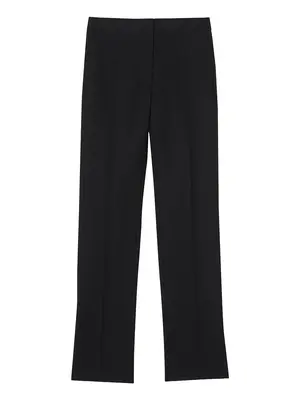 Burberry Satin Stripe Detail Wool Tailored Trousers - Black