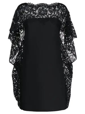 Valentino Garavani Cape-style Lace-embellished Dress - Black