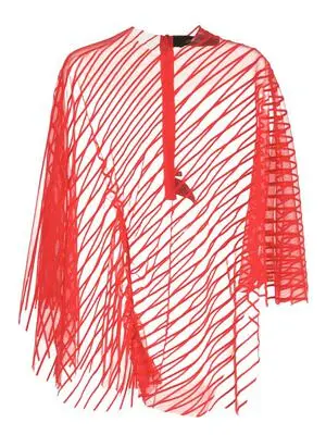 PAULA KNORR Velvet Striped Asymmetric Top - Red