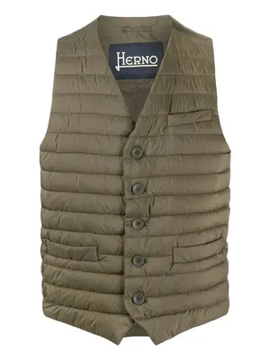 Herno Herno Quilted V-Neck Gilet Green