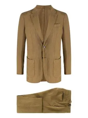 DELL'OGLIO Linen Single-breasted Suit - Brown