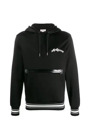 Alexander McQueen Double Logo-embroidery Hoodie - Black