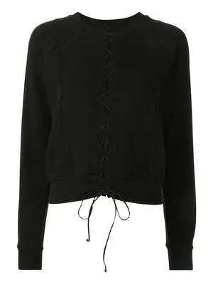 BEN TAVERNITI UNRAVEL PROJECT Lace Front Sweatshirt - Black