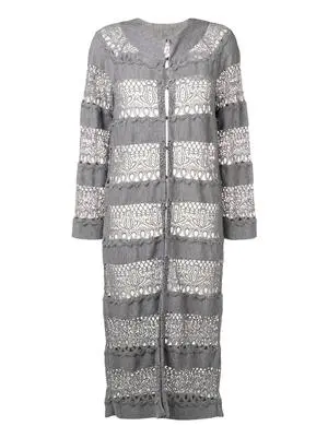 Dior 2010s Lace Knit Longline Cardigan - Grey
