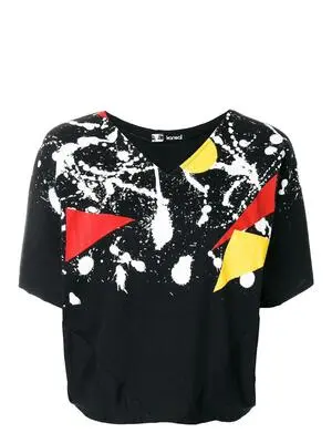 KANSAI YAMAMOTO 1980s Paint Splatter Print T-shirt - Black