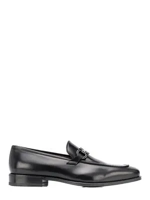 FERRAGAMO Gancini Leather Loafers - Black