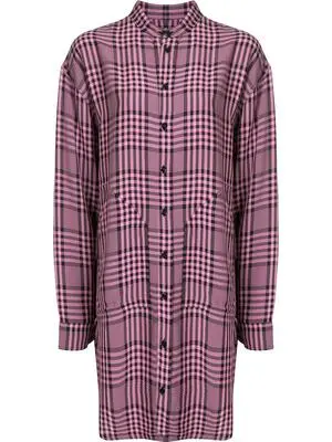 Colville Asymmetric Hem Checked Shirt - Pink