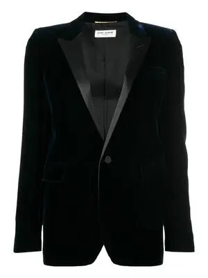 Saint Laurent Velvet Tuxedo Jacket - Blue
