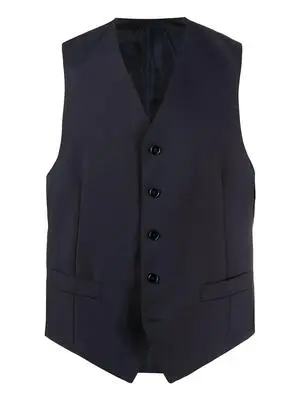 DELL'OGLIO V-neck Single-breasted Waistcoat - Blue