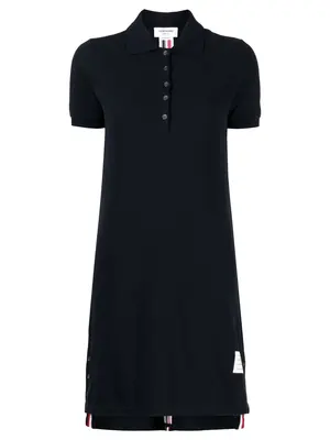 Thom Browne Stripe-detailing Piqué Polo Dress - Blue