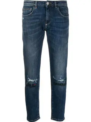 Philipp Plein Embroidered Straight-leg Jeans - Blue