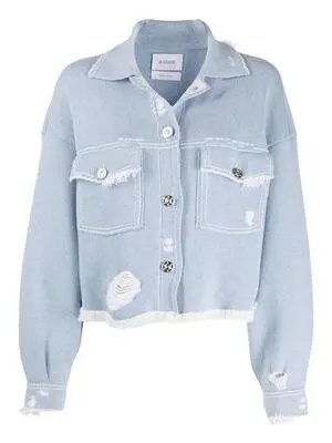 BARRIE Denim-inspired Knitted Cardigen-jacket