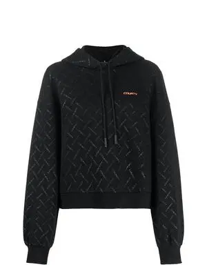 COUNTY OF MILAN All-over Logo Print Hoodie - Black