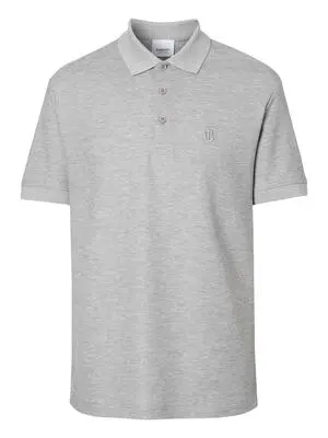 Burberry Monogram Motif Cotton Piqué Polo Shirt Grey