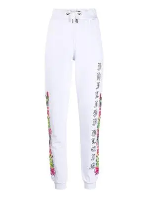 Philipp Plein Crystal-embellished Floral Track Pants - White