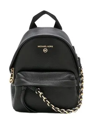 Michael Kors Leather Backpack With Chain-link Detailing - Black