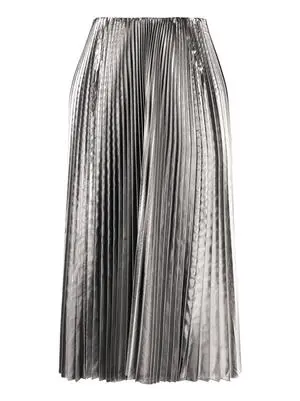 Balenciaga Metallic Pleated Midi Skirt - Silver