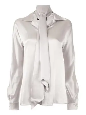 Dsquared2 Silk Pussy Bow Shirt - Grey