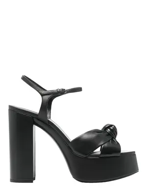 Saint Laurent 145mm Leather Platform Sandals - Black