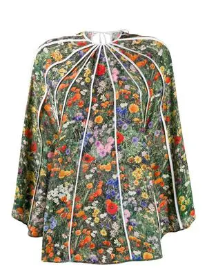 Stella McCartney Asymmetrical Floral Print Blouse - Green