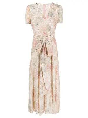 Red Valentino Floral Metallic Long Dress - Pink
