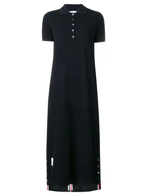 Thom Browne Center-back Stripe Piqué Polo Dress - Blue
