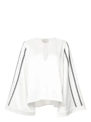 Zeus+dione Embroidered Wide Sleeve Blouse - White