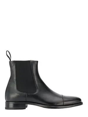 SCAROSSO Leather Ankle Boots - Black