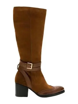 STUDIO CHOFAKIAN Excess Block Heel Tall Boots - Brown