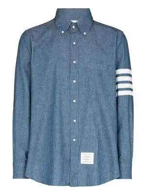Thom Browne 4-bar Straight-fit Chambray Shirt - Blue