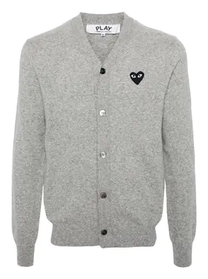 PLAY COMME DES GARCON Comme Des Garçons Play Logo Patch V-Neck Cardigan