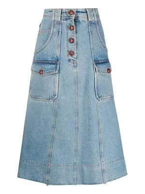 PHILOSOPHY DI LORENZO SERAFINI A-Line Denim Midi Skirt