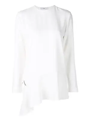 TIBI Long Sleeve Detached Hem Blouse