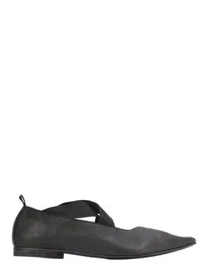 UMA WANG Crisscross Strap Pointed Toe Ballerinas - Black