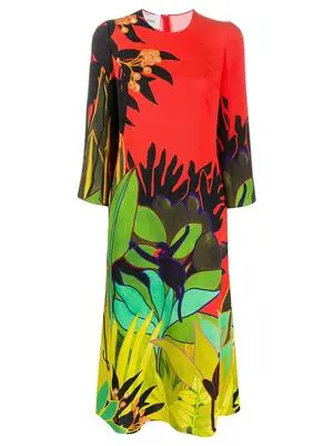 VALENTINO Monkey Forest Print Midi Dress