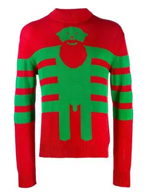 WALTER VAN BEIRENDONCK 2008 Knitted Intarsia Jumper - Red