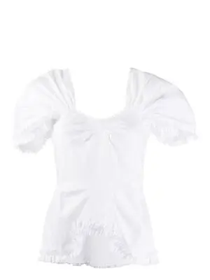 MOLLY GODDARD Ruffle-trim Short-sleeved Blouse - White