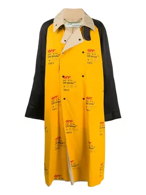 Off-White Industrial Printed Oversized Trench Coat - Yellow