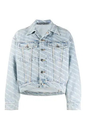 Alexander Wang Logo-print Denim Jacket - Blue