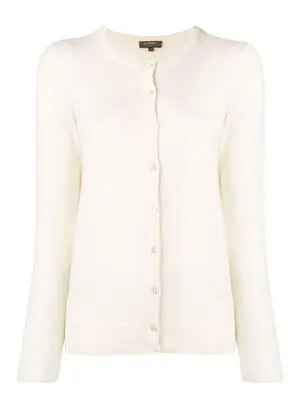 N.peal Round Neck Cashmere Cardigan - White