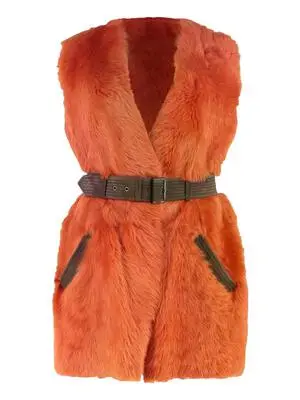 Alberta Ferretti Sleeveless Shearling Gilet - Orange