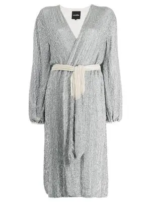 Retrofete Sequin Wrap Dress - Silver