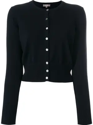 N.PEAL N.Peal Cropped Contrast Button Cashmere Cardigan