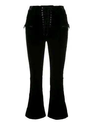 BEN TAVERNITI UNRAVEL PROJECT Velvet Cropped Lace-up Trousers - Black