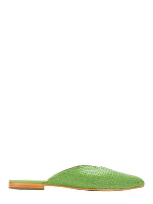 STUDIO CHOFAKIAN Braided Leather Mules - Green