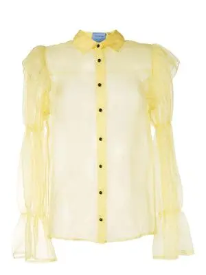 MACGRAW Souffle Sheer Blouse - Yellow