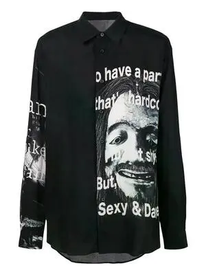 Yohji Yamamoto Graphic Print Shirt - Black